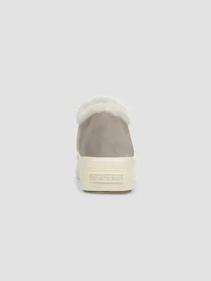 Veronica Beard Truett Shearling-lined Suede Low-top Sneaker - Cobblestone
