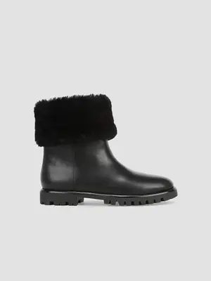 Vince Cameron 25mm Leather & Shearling Lugsole Boots - Black