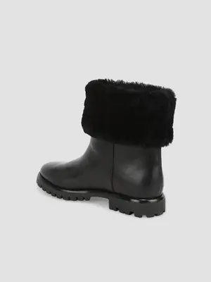 Vince Cameron 25mm Leather & Shearling Lugsole Boots - Black