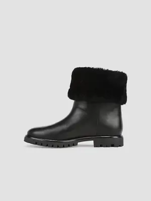 Vince Cameron 25mm Leather & Shearling Lugsole Boots - Black