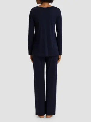 Hanro Cotton-silk V-neck Long Pajamas