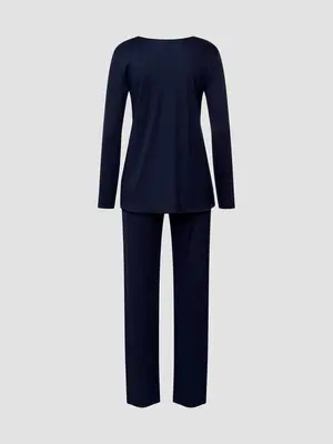 Hanro Cotton-silk V-neck Long Pajamas