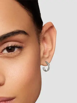 David Yurman Petite Infinity Huggie Hoop Earrings In Sterling Silver With Diamonds, 3mm