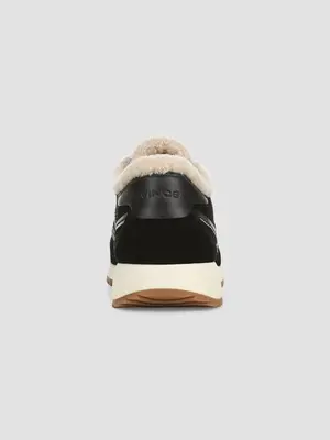 Vince Santa Monica Shearling & Suede Low-top Sneakers - Black