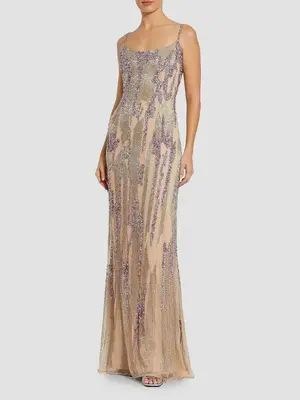 Mac Duggal Evening Sequined Mesh Gown
