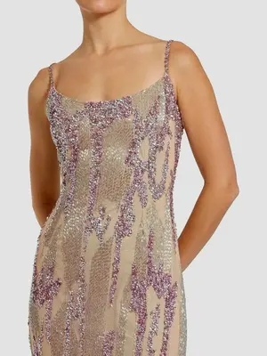 Mac Duggal Evening Sequined Mesh Gown