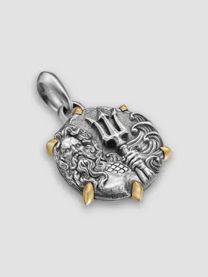 David Yurman Poseidon Amulet In Sterling With 18k Yellow Gold, 26.4mm