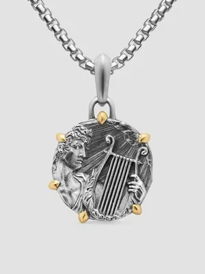 David Yurman Apollo Amulet In Sterling With 18k Yellow Gold, 26.4mm - Silver