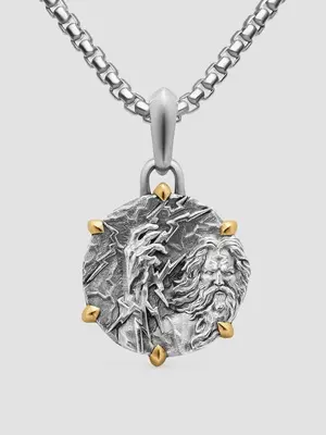 David Yurman Zeus Amulet In Sterling With 18k Yellow Gold, 26.4mm - Silver