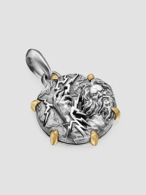 David Yurman Zeus Amulet In Sterling With 18k Yellow Gold, 26.4mm