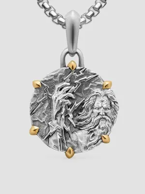 David Yurman Zeus Amulet In Sterling With 18k Yellow Gold, 26.4mm