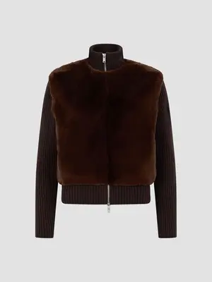 Moose Knuckles Dua Bunny Wool-cashmere Zip Cardigan - Espresso