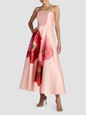 Mac Duggal Floral Mikado A-line Strapless Cocktail Dress