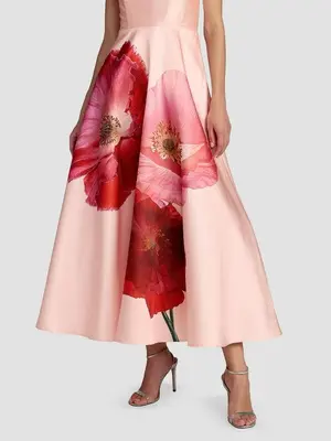 Mac Duggal Floral Mikado A-line Strapless Cocktail Dress