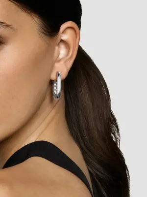 David Yurman Dy Madison Smooth Hoop Earrings In Sterling 29.5mm