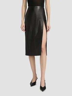 MONOT Leather Pencil Midi-skirt