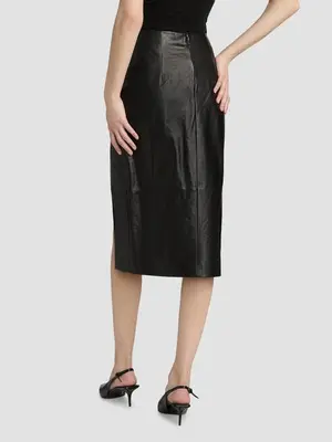 MONOT Leather Pencil Midi-skirt