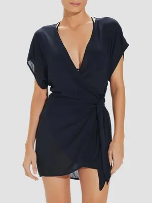 VIX PAULA HERMANNY Emily Wrap Cover-up Mini Dress