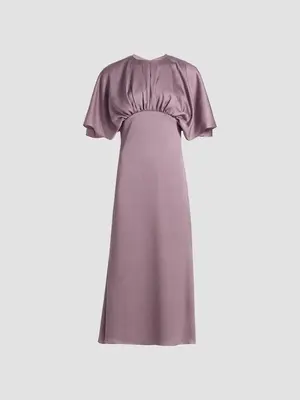 Amsale Satin Flutter-sleeve Midi-dress - Iris