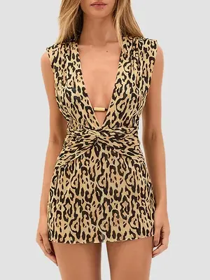 VIX PAULA HERMANNY Cindy Leopard Cover-up Minidress