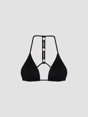 VIX PAULA HERMANNY Edith Embellished T-back Triangle Bikini Top