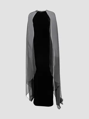 Carolina Herrera Chalet Sheer-cape Column Gown