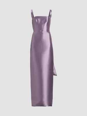 Amsale Satin Square-neck Column Gown