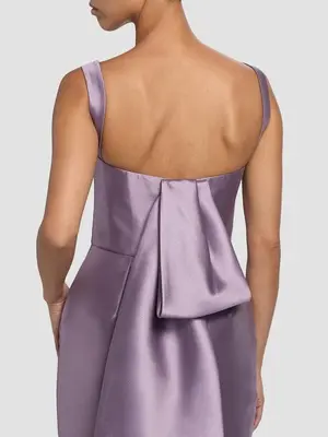 Amsale Satin Square-neck Column Gown