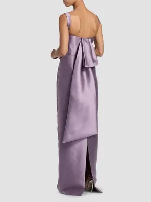 Amsale Satin Square-neck Column Gown