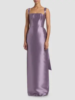 Amsale Satin Square-neck Column Gown