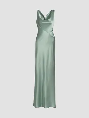 Amsale Satin Cowlneck Gown