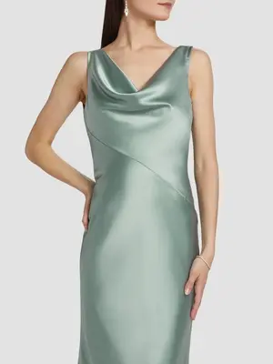 Amsale Satin Cowlneck Gown