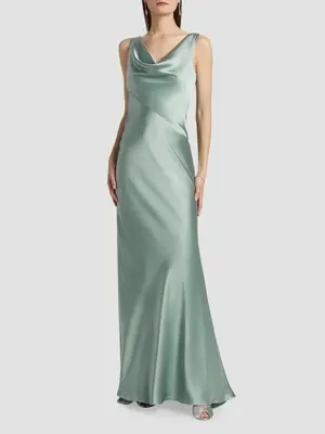 Amsale Satin Cowlneck Gown