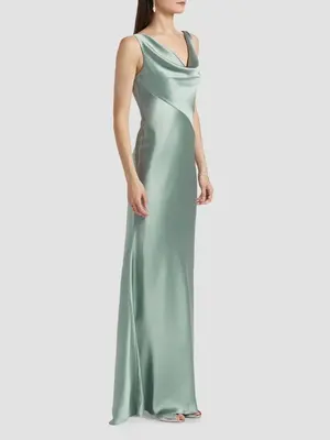 Amsale Satin Cowlneck Gown