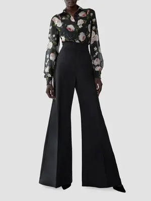 Carolina Herrera Chalet Floral Silk Blouse