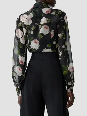 Carolina Herrera Chalet Floral Silk Blouse