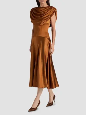Amsale Satin Cowlneck Cocktail Dress