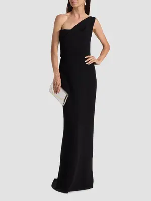 Amsale Draped One-shoulder Sheath Gown
