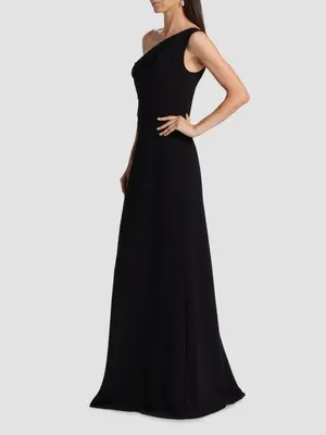 Amsale Draped One-shoulder Sheath Gown