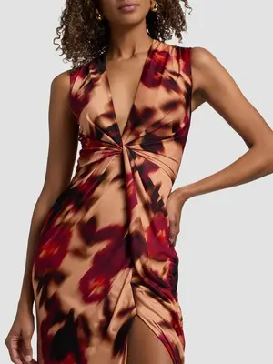 Amsale Printed Twist Maxi Dress