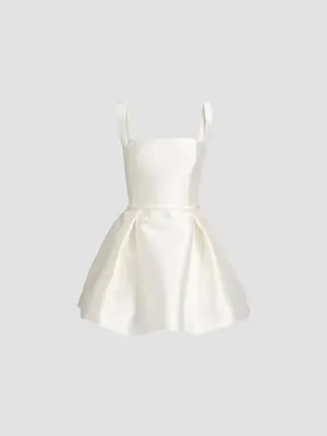 Amsale Satin Mini Fit & Flare Cocktail Dress - Ivory