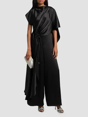 Amsale Draped Satin Jumpsuit