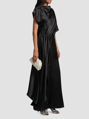 Amsale Draped Satin Jumpsuit