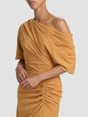 Amsale Asymmetric Ruched A-line Gown