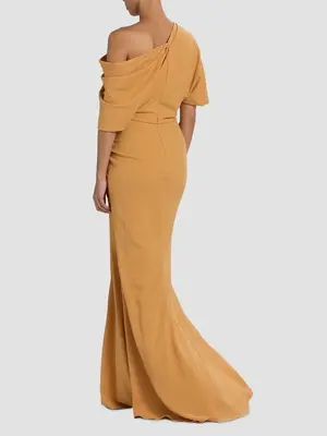 Amsale Asymmetric Ruched A-line Gown