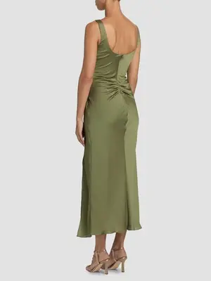 Amsale Gathered Satin Cocktail Dress
