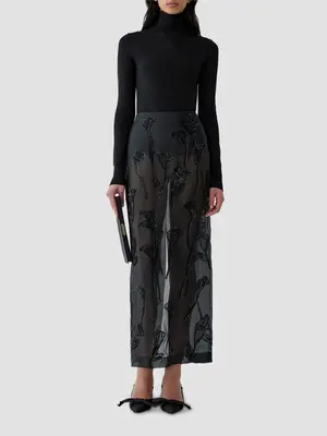 Carolina Herrera Embellished Floral Silk Chiffon Pencil Skirt