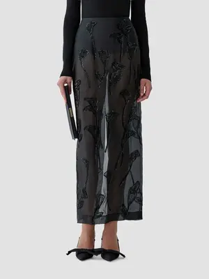 Carolina Herrera Embellished Floral Silk Chiffon Pencil Skirt
