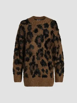 Junya Watanabe Leopard Pattern Wool-blend Sweater - Beige