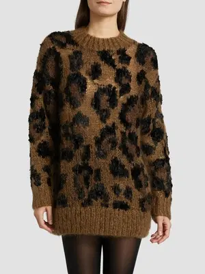 Junya Watanabe Leopard Pattern Wool-blend Sweater